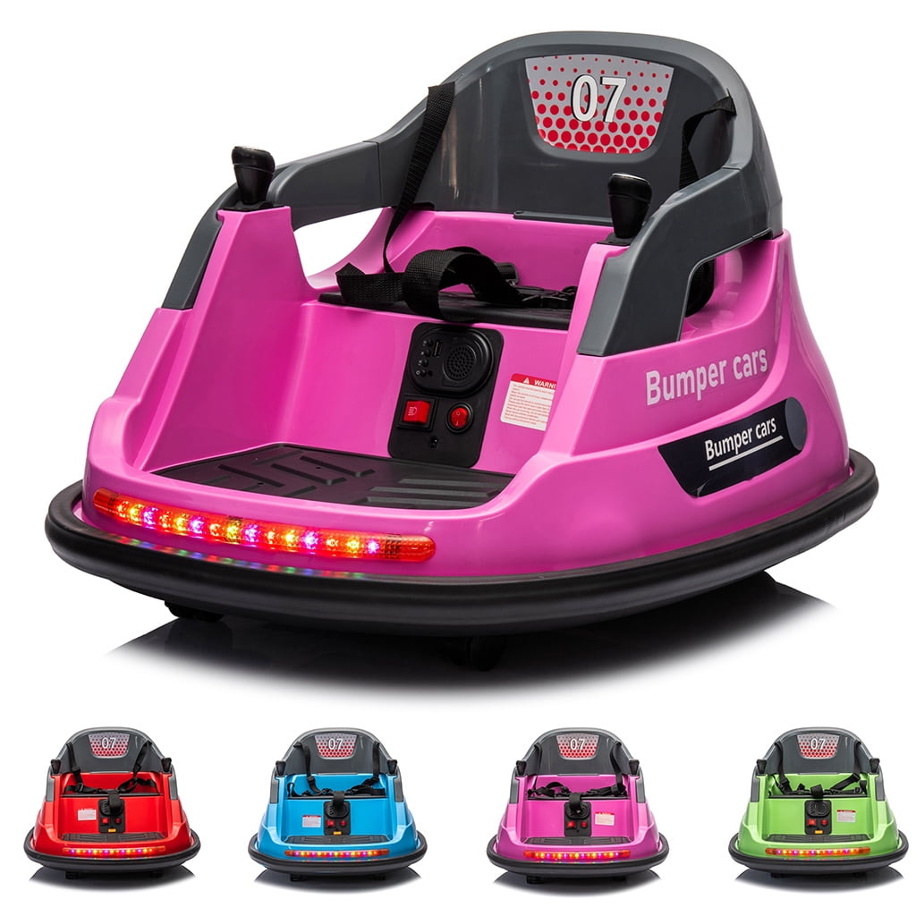 12V Ride on Bumper Car W/Remote Control, LED Lights, Five-point Safety ...