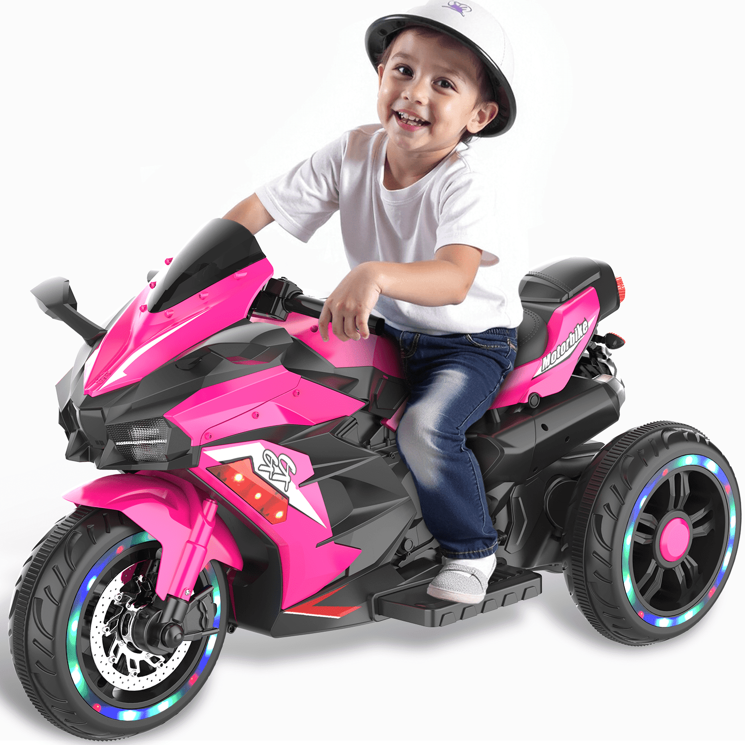 HNH 12V Ride on Motorcycle for Kids, Battery Powered 3 Wheels ...