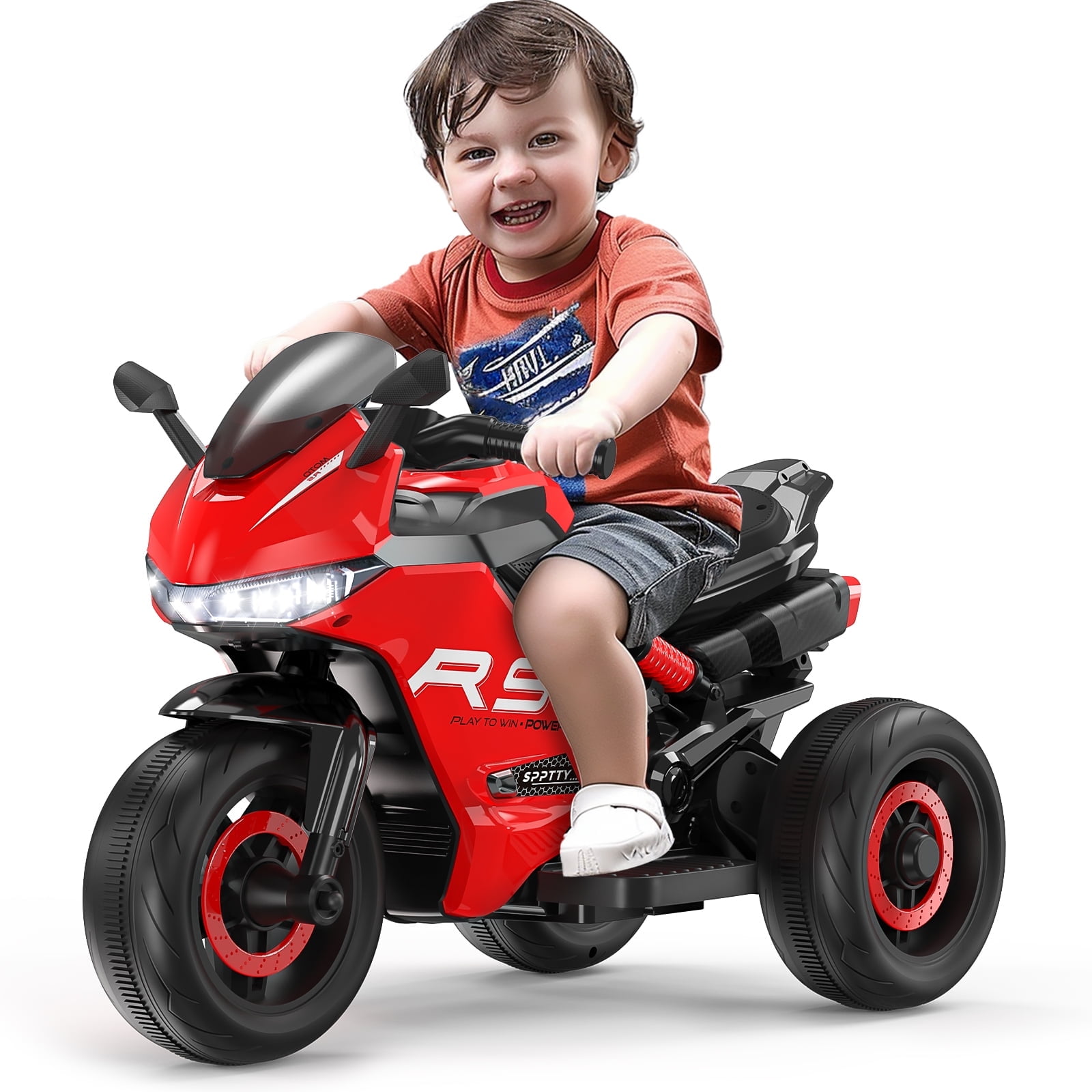 12V Ride on Motorcycle for Kids, Electric Motorcycle with 3 Wheels ...