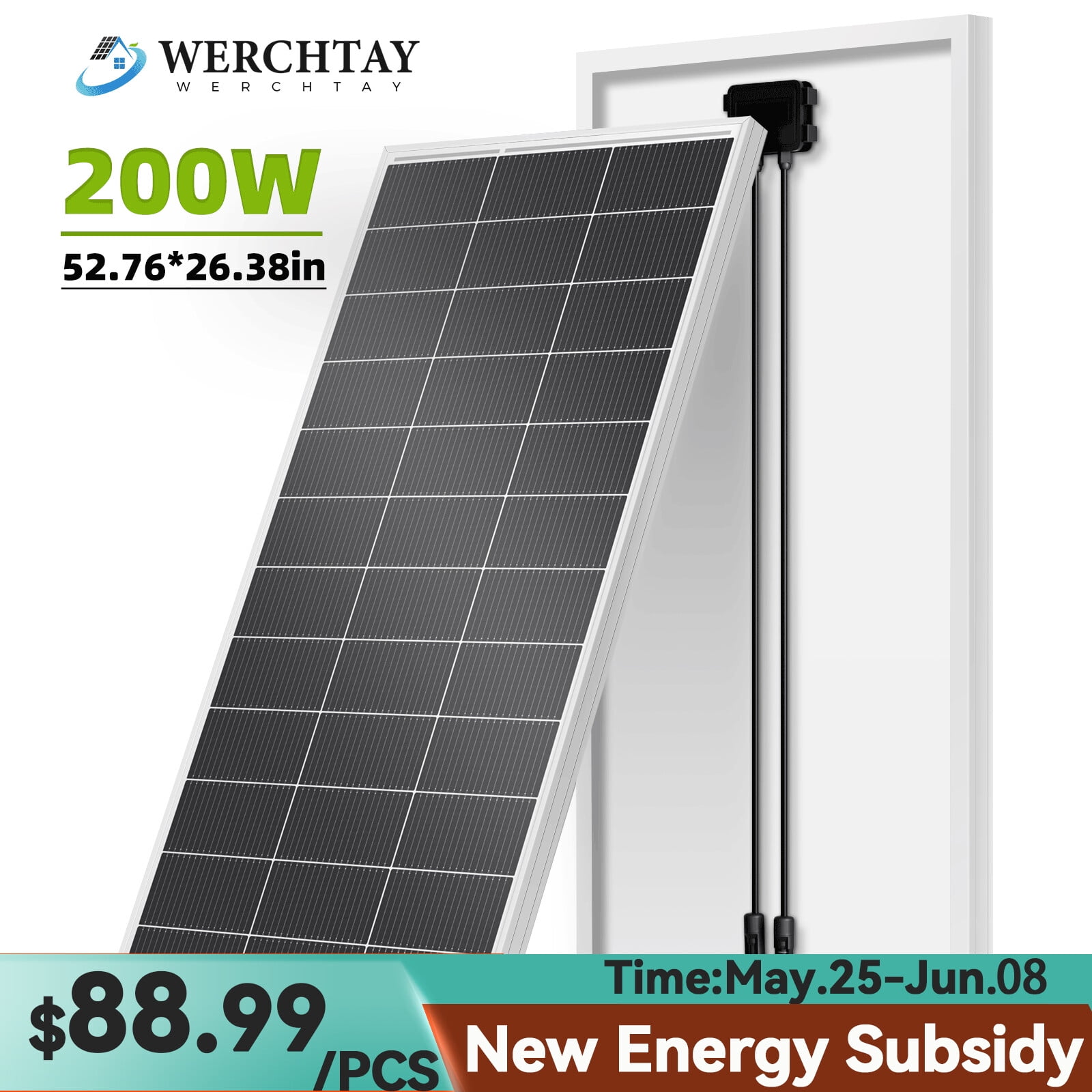 12V Solar Panel 200W Kit Home Battery Power Solar System Off-Grid RV ...