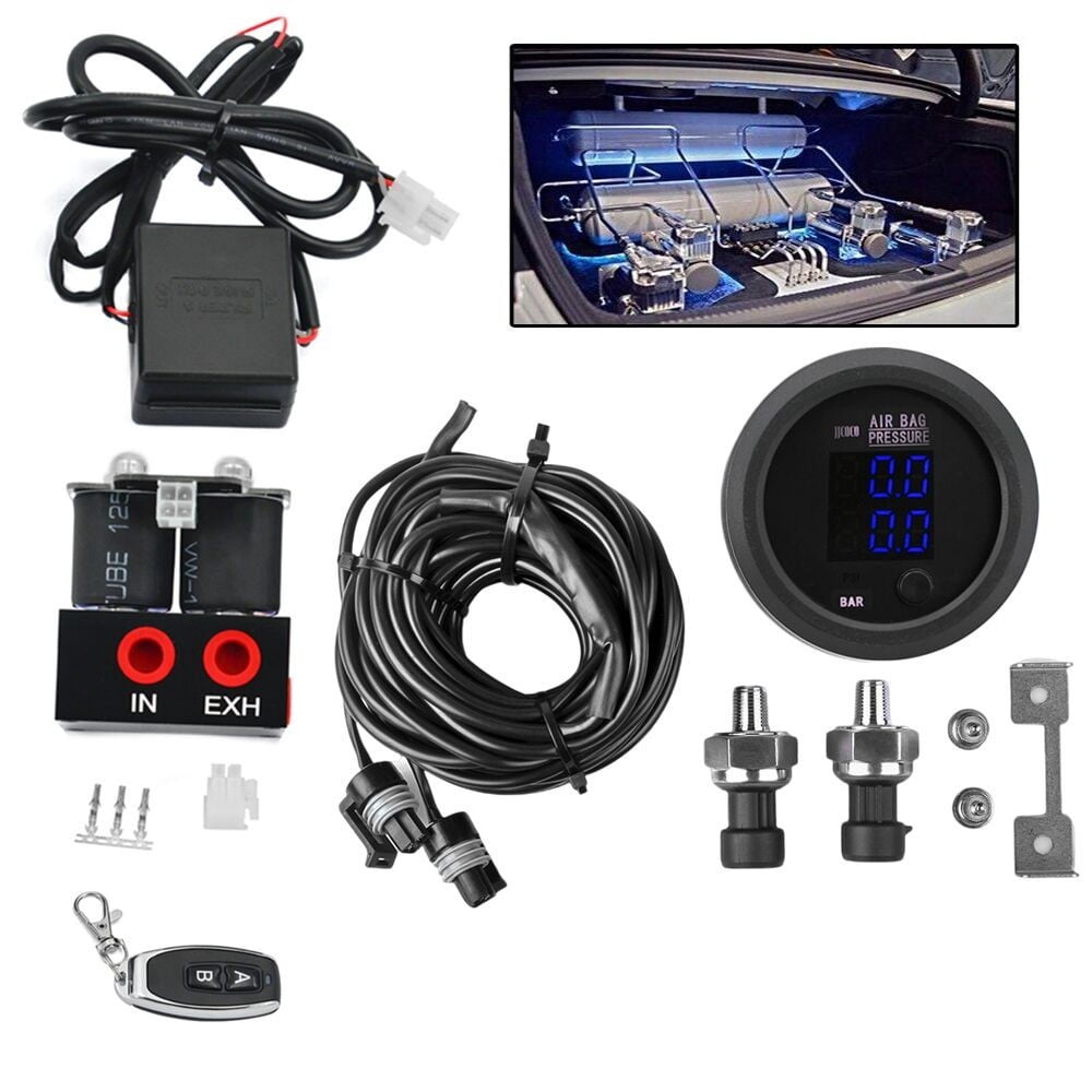 12V Solenoid 2-Valve Air Ride Suspension kits w/ dual display air ...