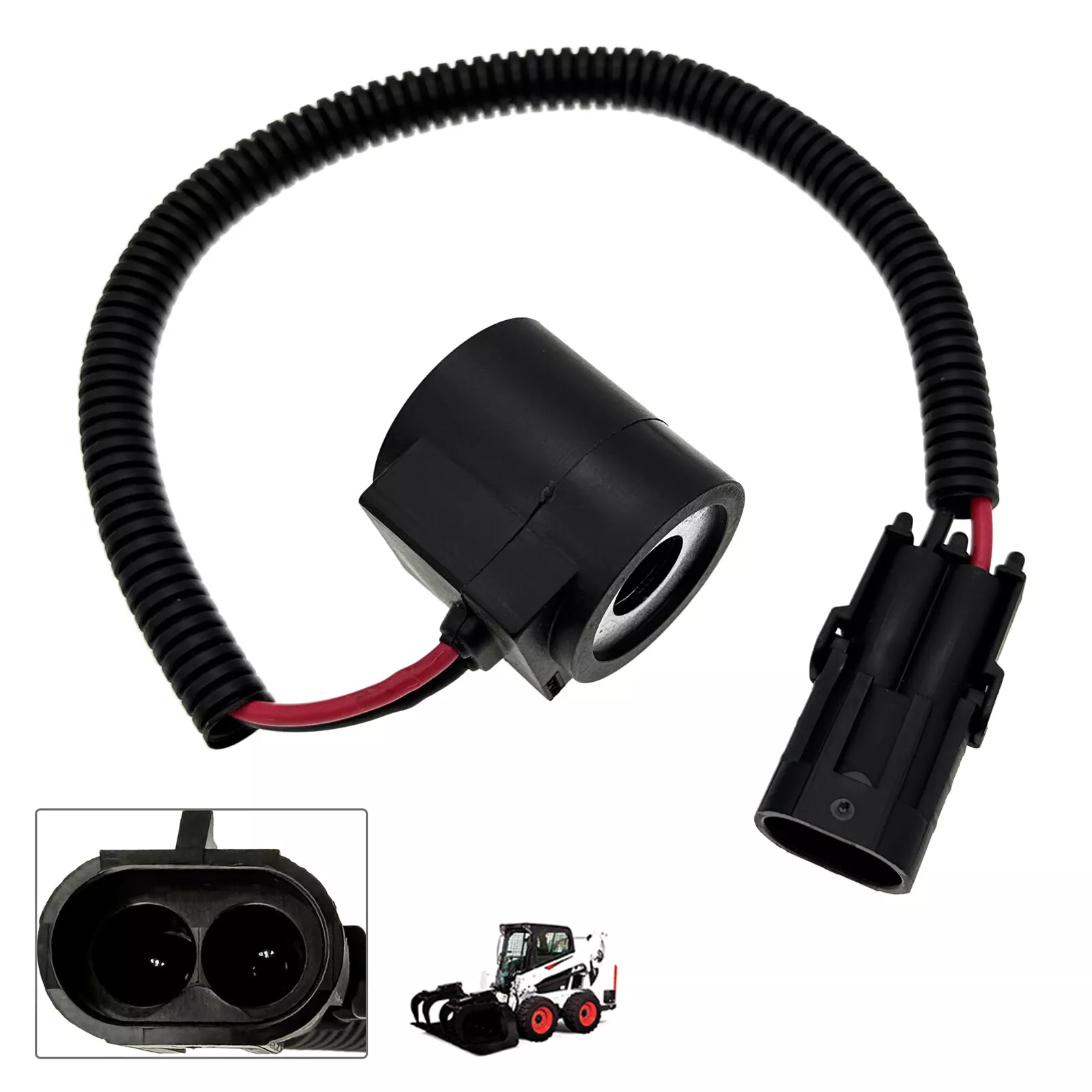 12V Solenoid Valve Coil w/ Connector for Bobcat Skid Loaders 6309311 ...
