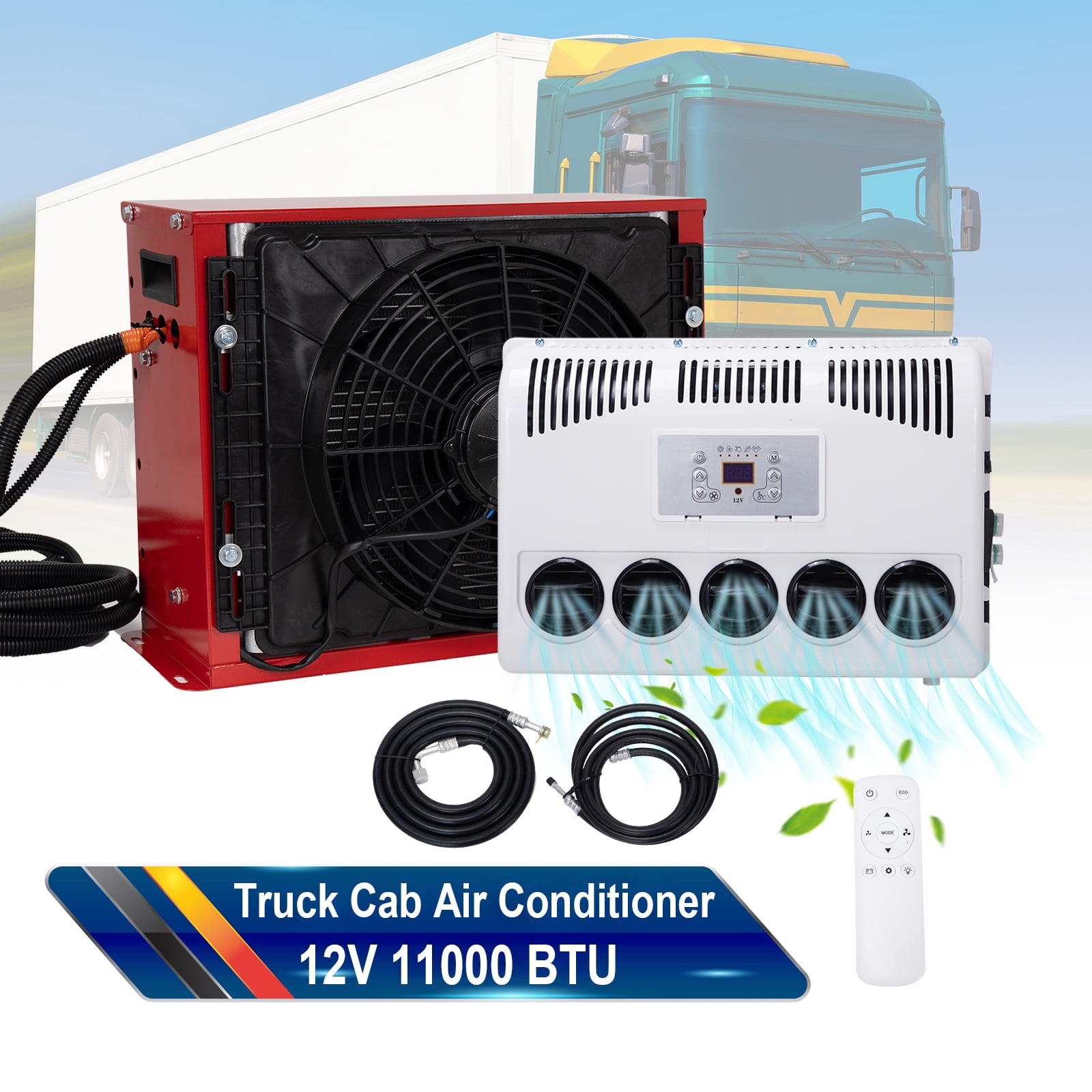12V Split Air Conditioner Kit, 11000 BTU DC Powered AC for Semi Trucks ...