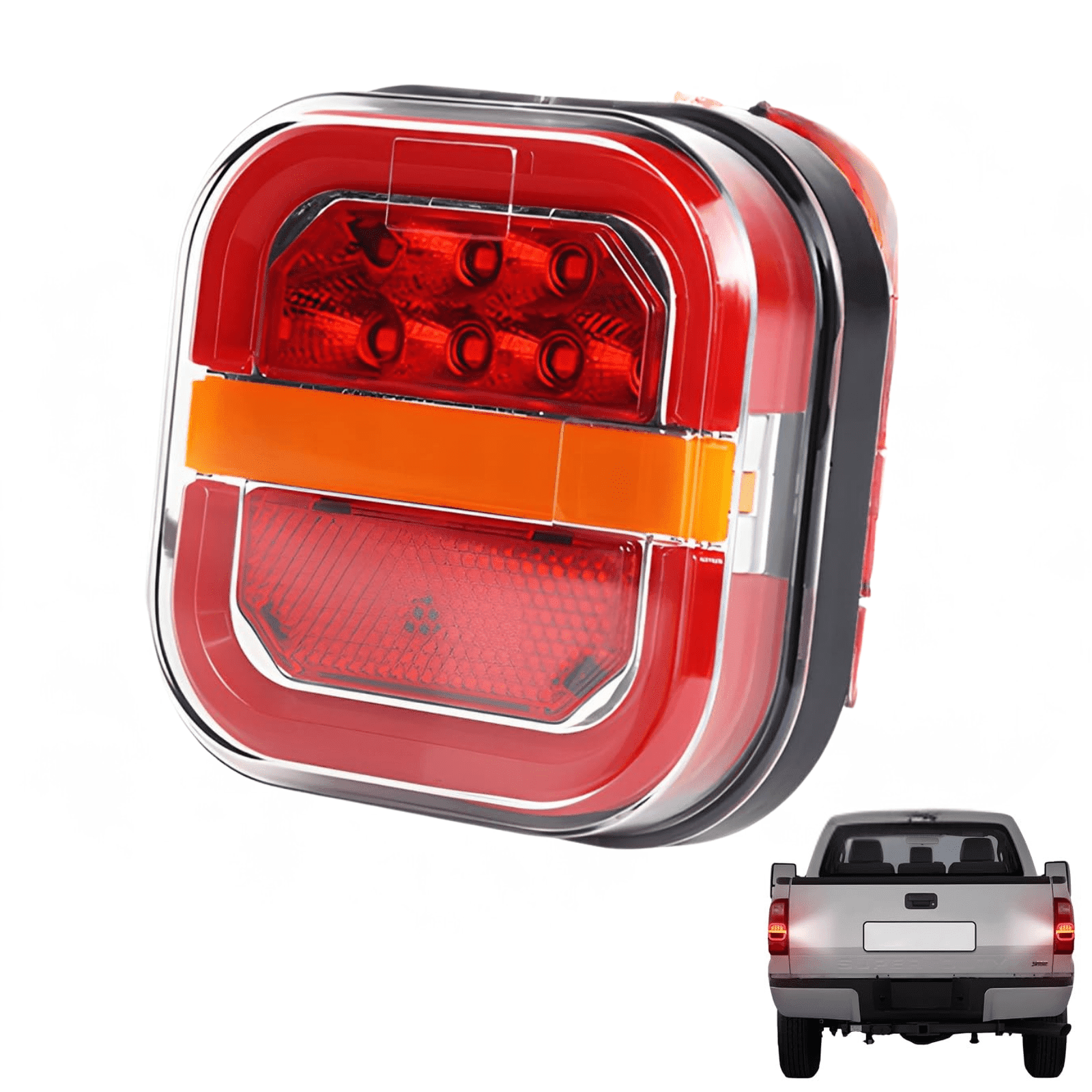 12V Submersible Square Led Trailer Light,Red White LED Stop Turn Tail ...