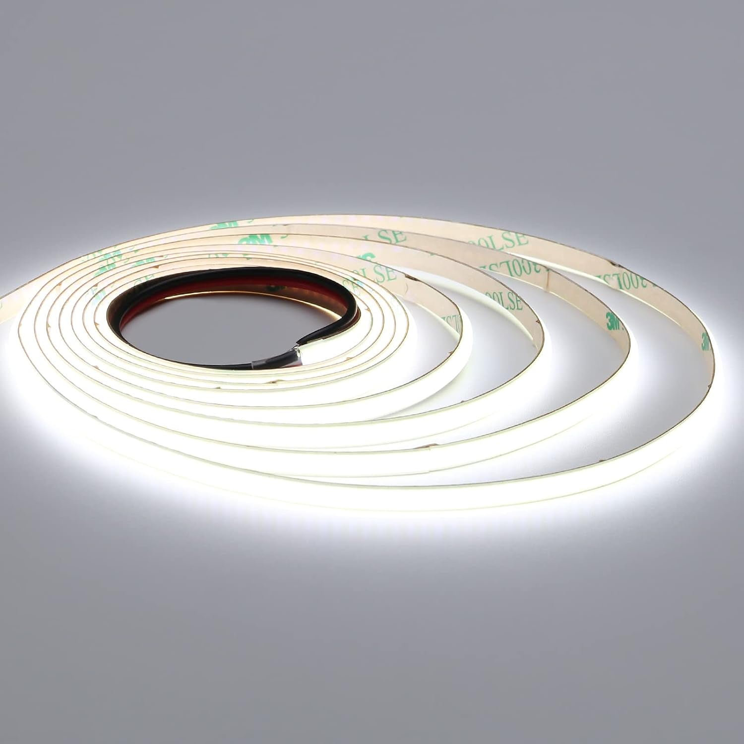 12V Thin 5mm COB Strip Light 6000K Cool White 16.4ft Bright 4000Lm CRI ...