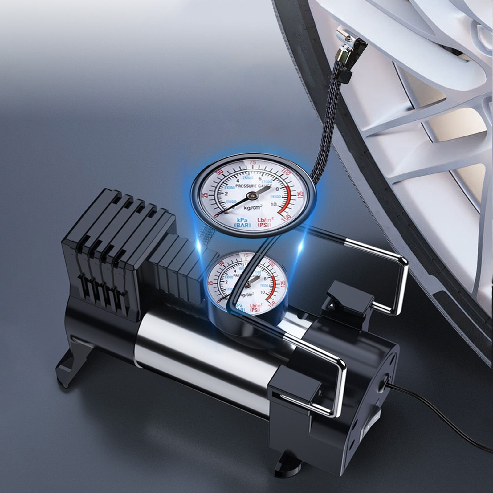 12V Tire Inflator, Mechanical Pressure Gauge, High-Pressure, Car Tires ...