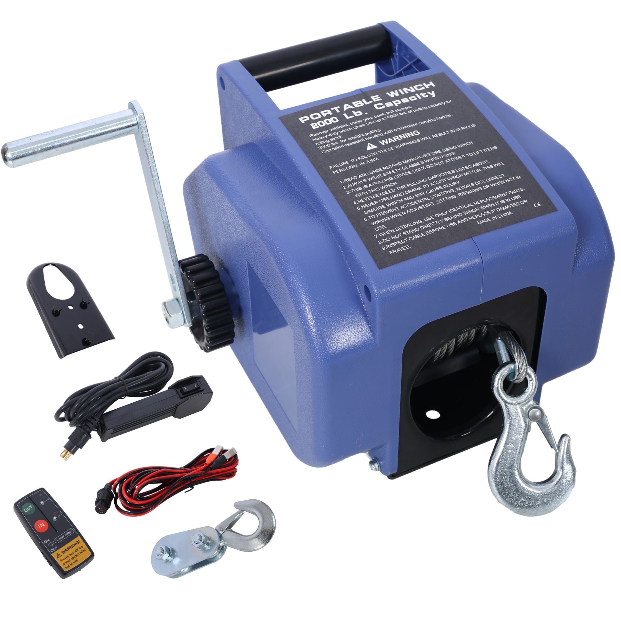 12V Trailer Winch – 5000 lbs, Reversible Electric Winch, Galvanized ...