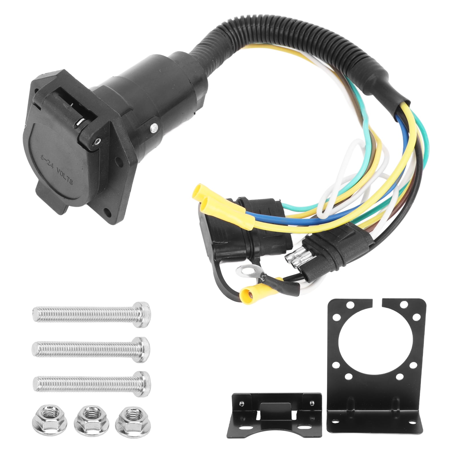 12V Trailer Wiring Adapter 4 Way Flat to 7 Way RV Blade Stable Towing ...