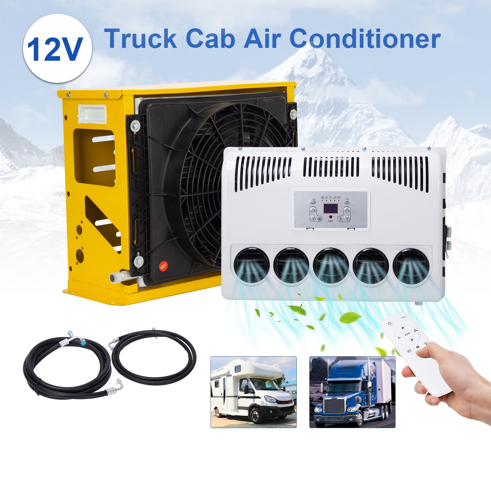 12V Truck Cab Air Conditioner Split AC Fits for Semi Trucks Bus RV ...