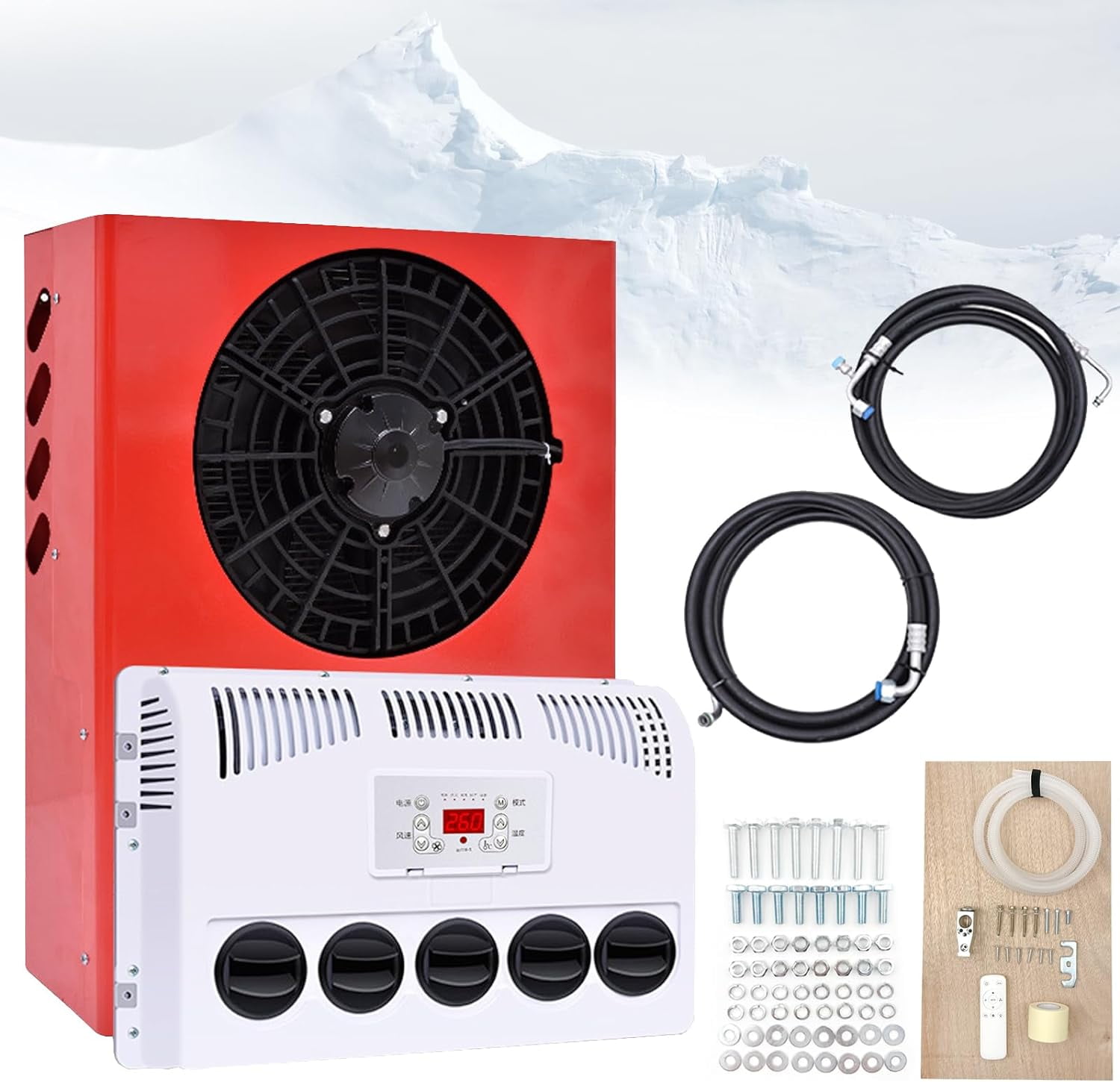 12V Truck Cab RV Air Conditioner Kit - Universal Mini Split 12V Air ...