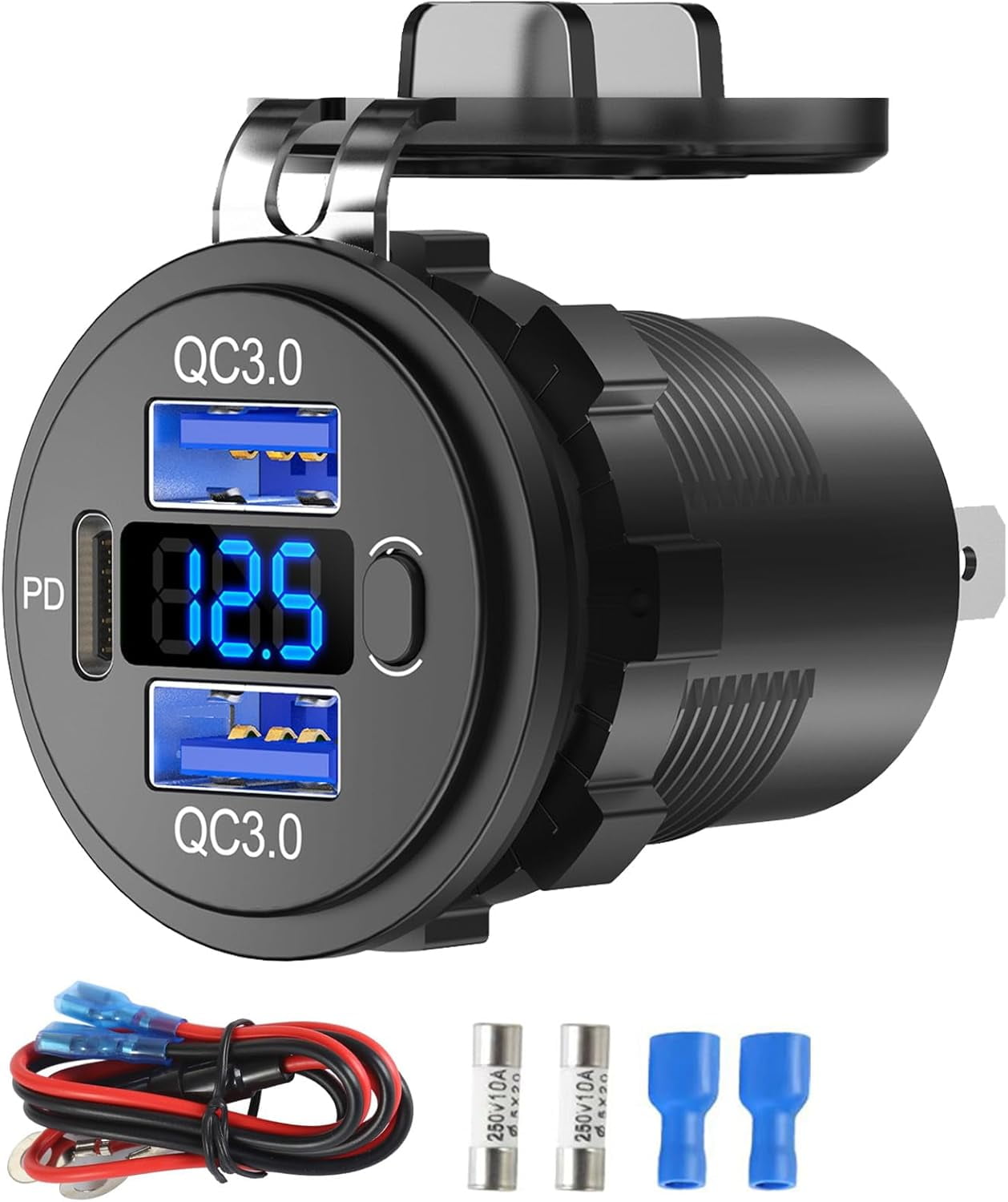 12V USB C Outlet Marine USB Charging Port for Car, Dual Quick Charge 3. ...