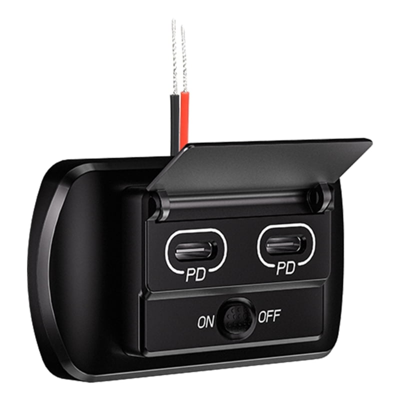 12V USB Car Charger Panel Wall Mount Double USB/USB C Port Car Fast ...
