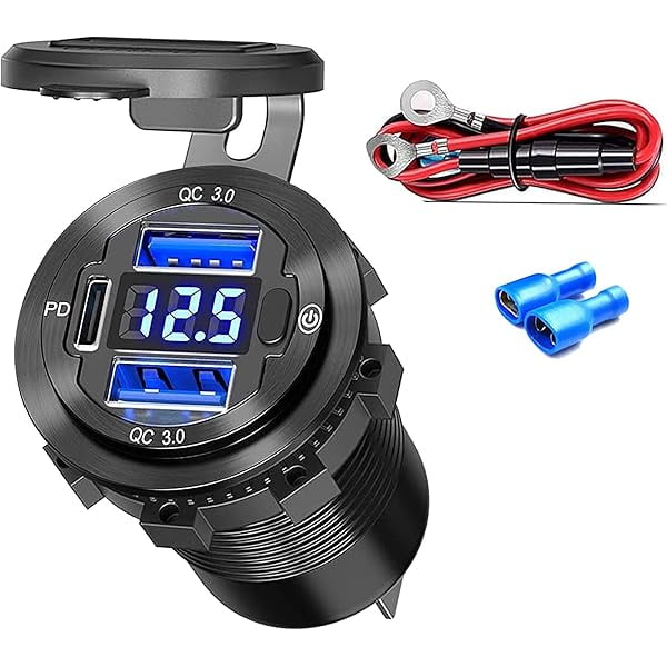 12V USB Car Socket, 3-Port Marine Aluminum USB Quick Charge Waterproof ...