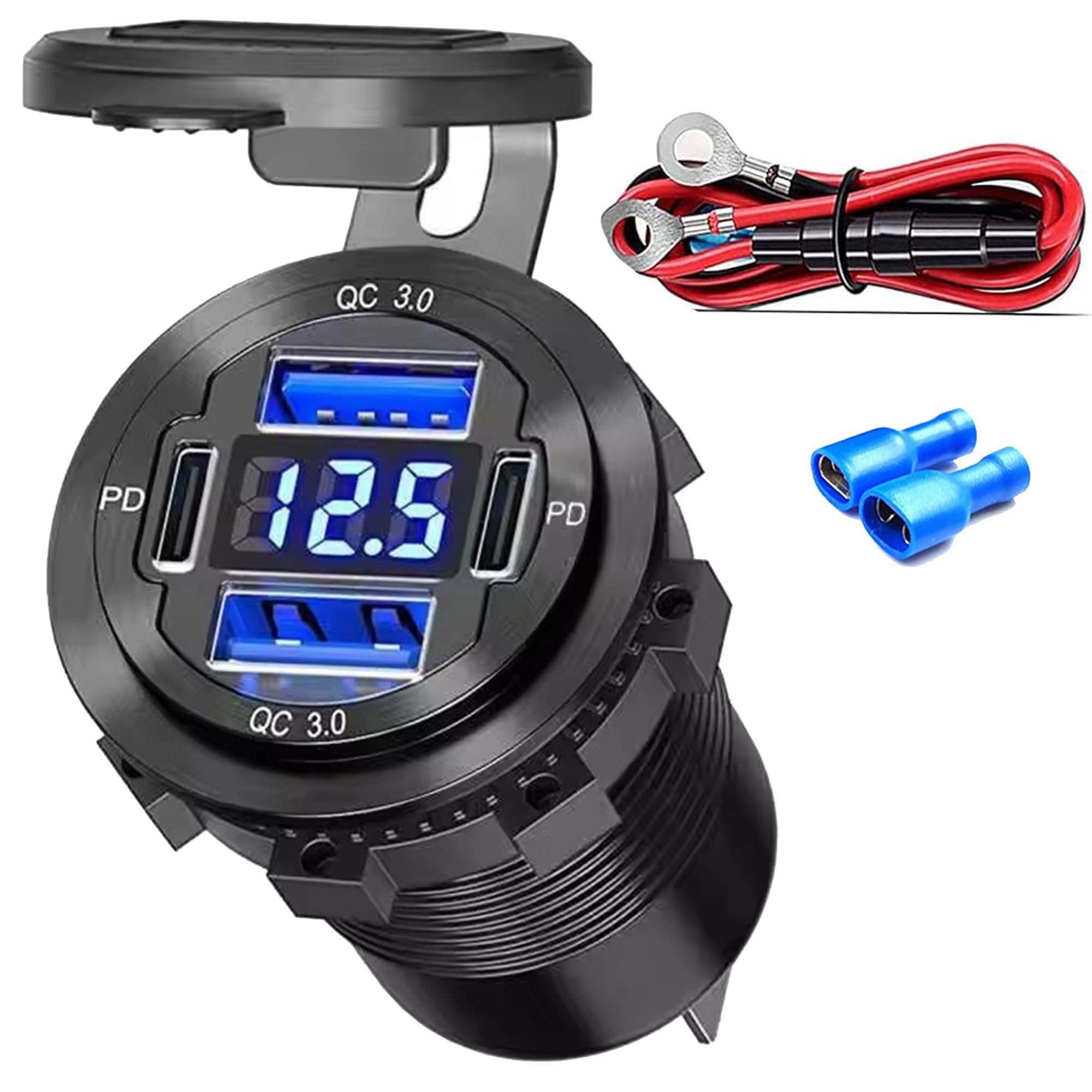 12V USB Charger with 4 Ports, Upgraded Aluminum Alloy Car Outlet with ...