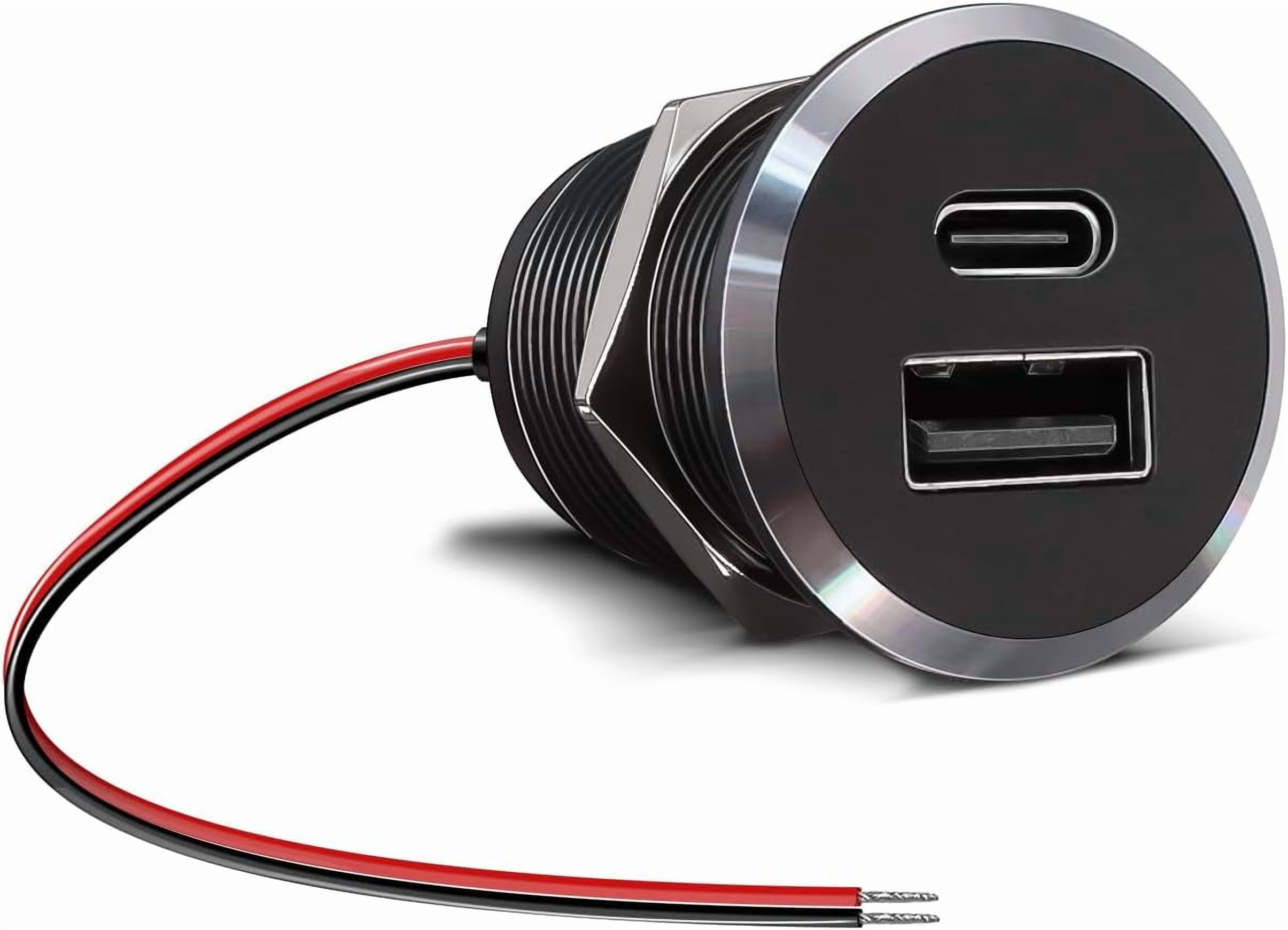 12V USB Outlet All-Aluminum QC 3.0 USB-A & USB-C PD3.0 Dual High-Speed ...