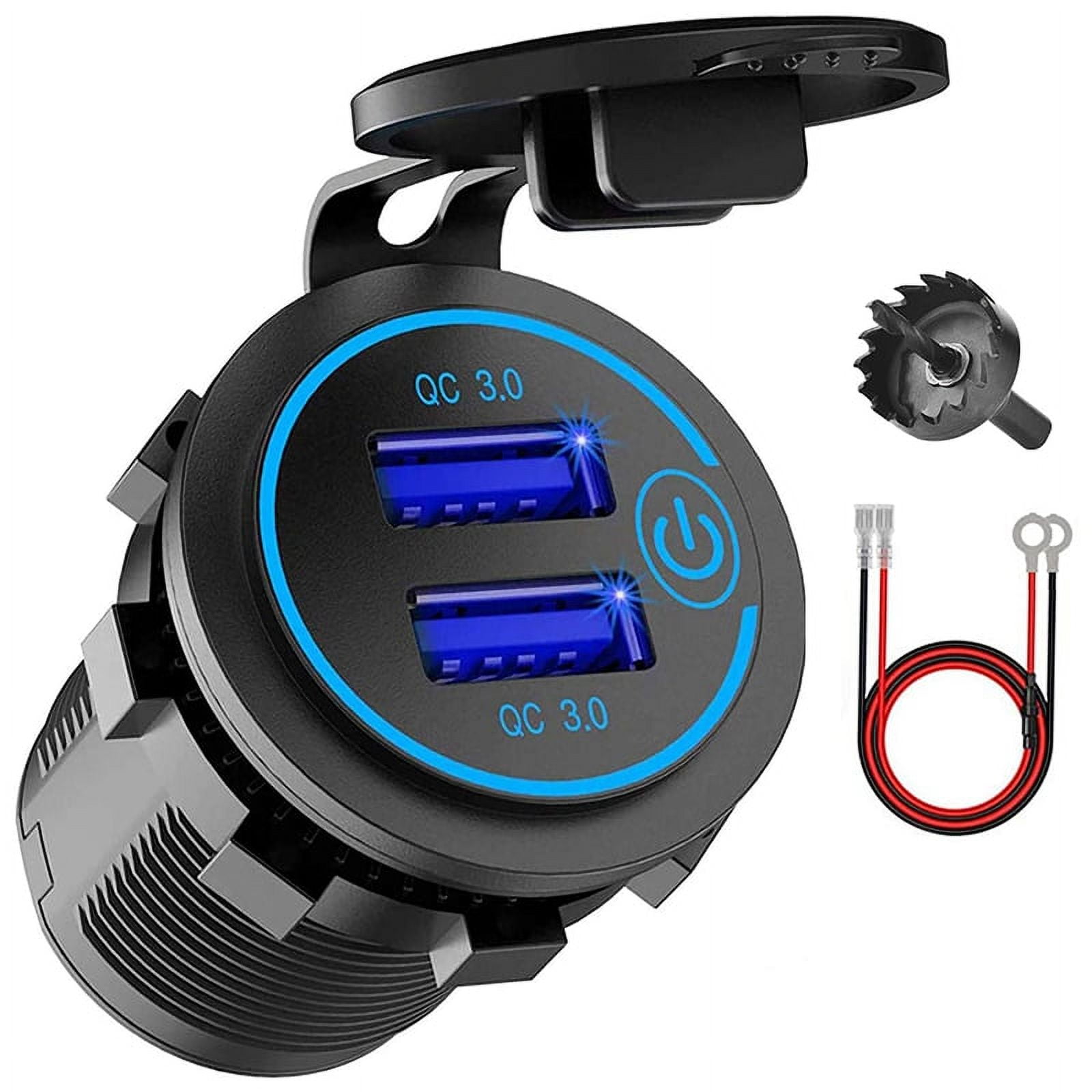 12V USB Outlet, Dual QC 3.0 Car Charger with Switch, 36W Waterproof ...