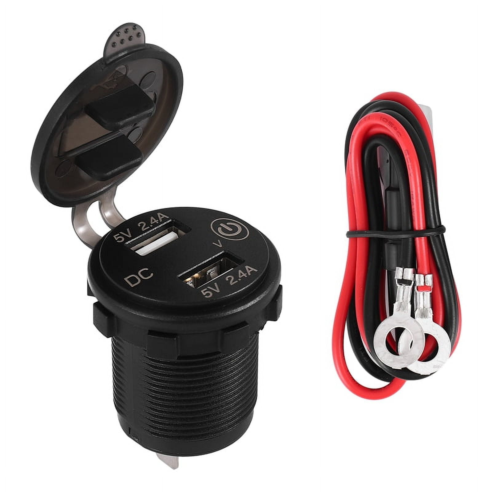 12V USB Outlet, Waterproof 12V/24V 24W 4.8A Dual USB Charger Socket ...
