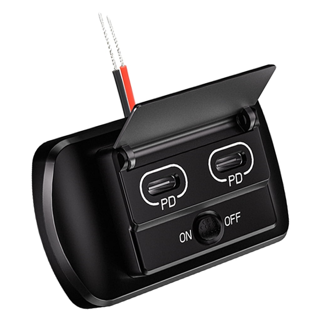 12V USB Outlet with Power Switches Double USB/Type C Quick Charging Adapter USB Port Panel Wall ...