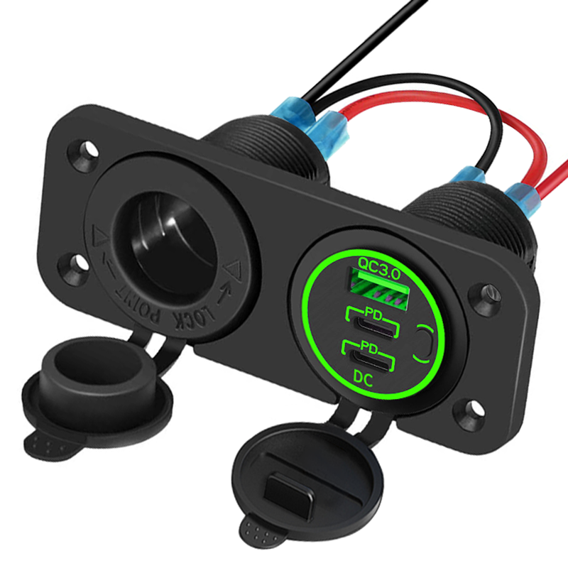 12V USB Socket Panel Quick Charge 3.0 20W Dual PD USB C Socket Outlet ...