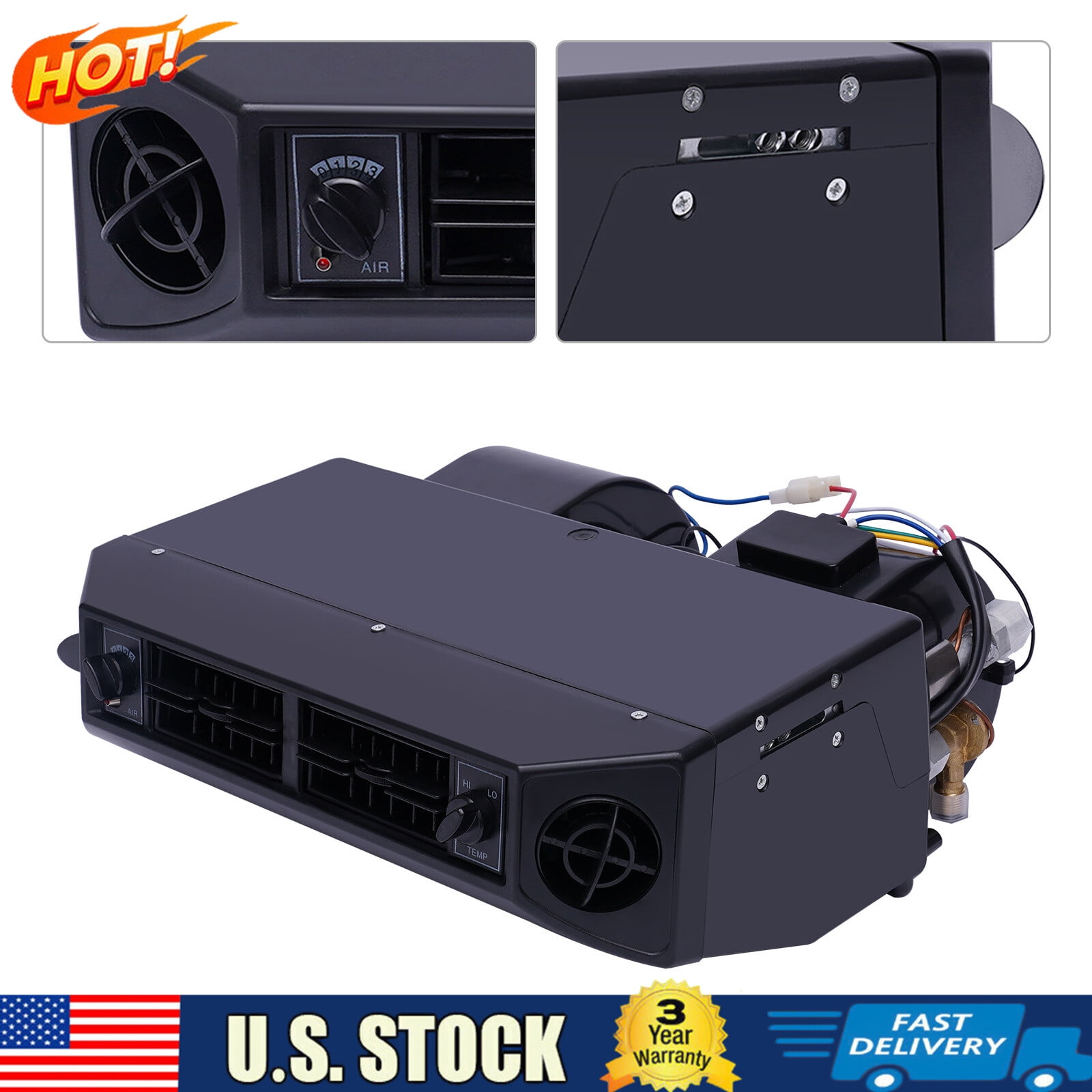 12V Universal Car Under Dash A/C Evaporator Kit Heat & Cool 3 Speed Air ...