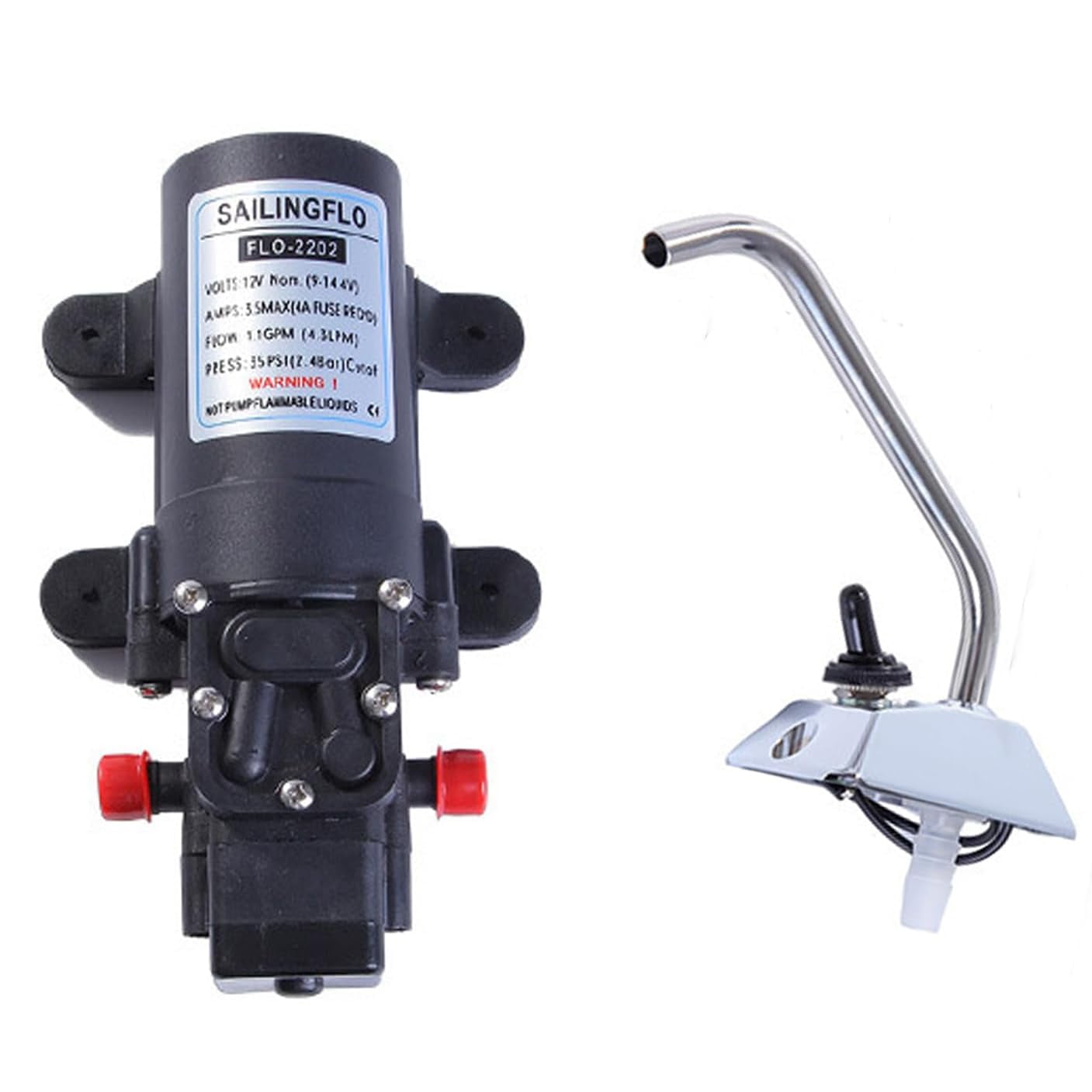 12V Water Pressure Diaphragm Pump Car Electric Water Pump 4.3 L/min 1.1 ...