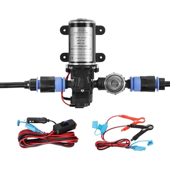 12V Water Pump Kit, 1.6 GPM Camper Water Pump with , 65 PSI Self ...