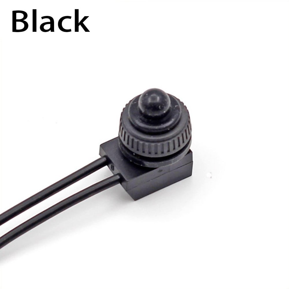 12V Waterproof Latching Push Button On-Off Switch with Leads Wire Black ...