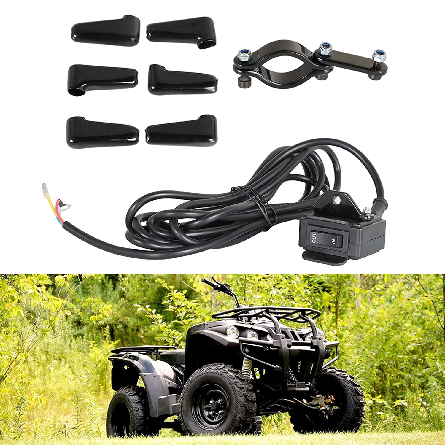 12V Winch Rocker Thumb Switch with Mounting Bracket Handlebar Control ...