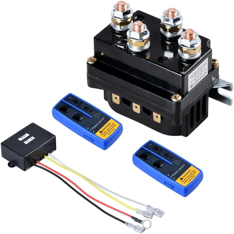 12V Winch Solenoid Relay Contactor Relay + Recovery Wireless Winch Remote Control Twin Handset ...