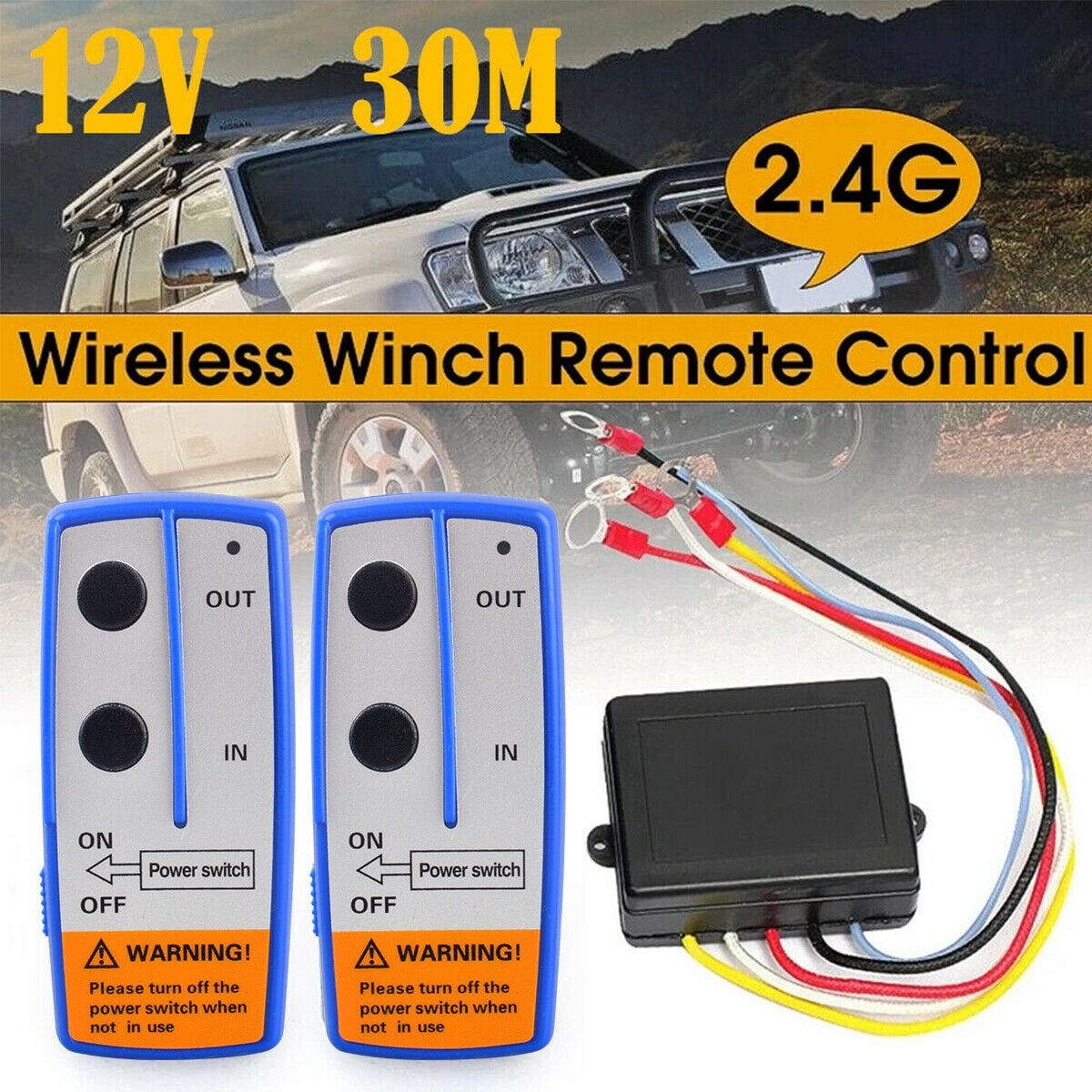12V Wireless Winch Remote Control Kit Receiver 150ft Dual Switch ...