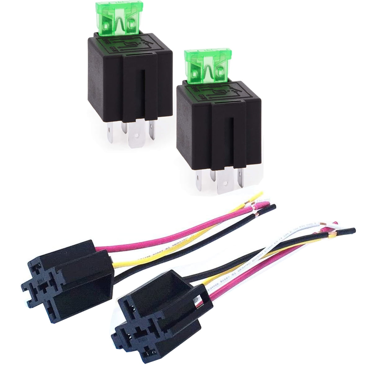 12V on/Off Fuse Relay, 30A Automotive 4-pin Fuse Socket Mount, with 14 ...