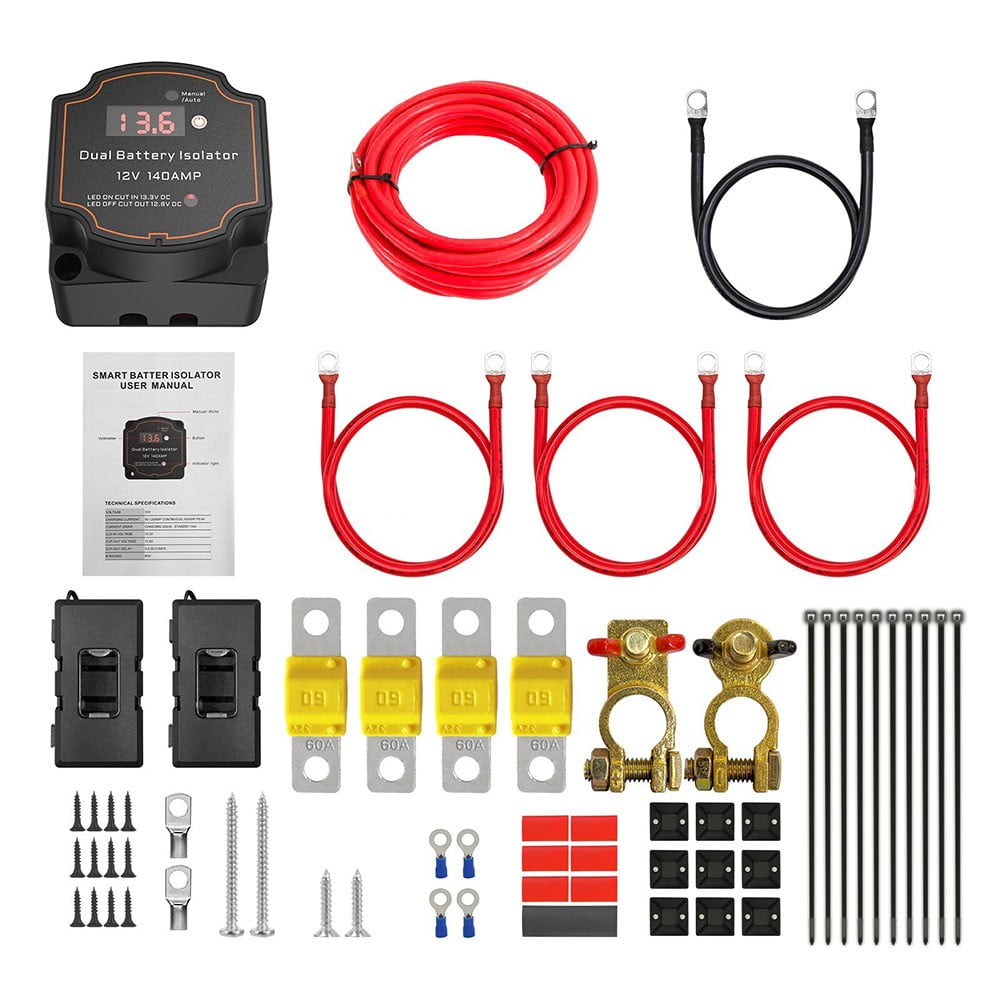 12V140Amp5M Split Charge Relay Kit Dual Battery Isolator for Truck ...