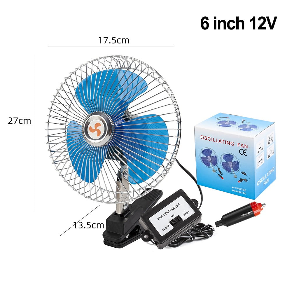 12V24V Metal Car Fan Truck Shaking Head Electric Fan Silent Strong Wind ...