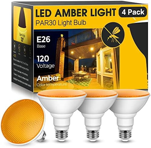 12W LED Bug Lights for Outside[4 Pack], Yellow Bug Light Bulbs Outdoor ...