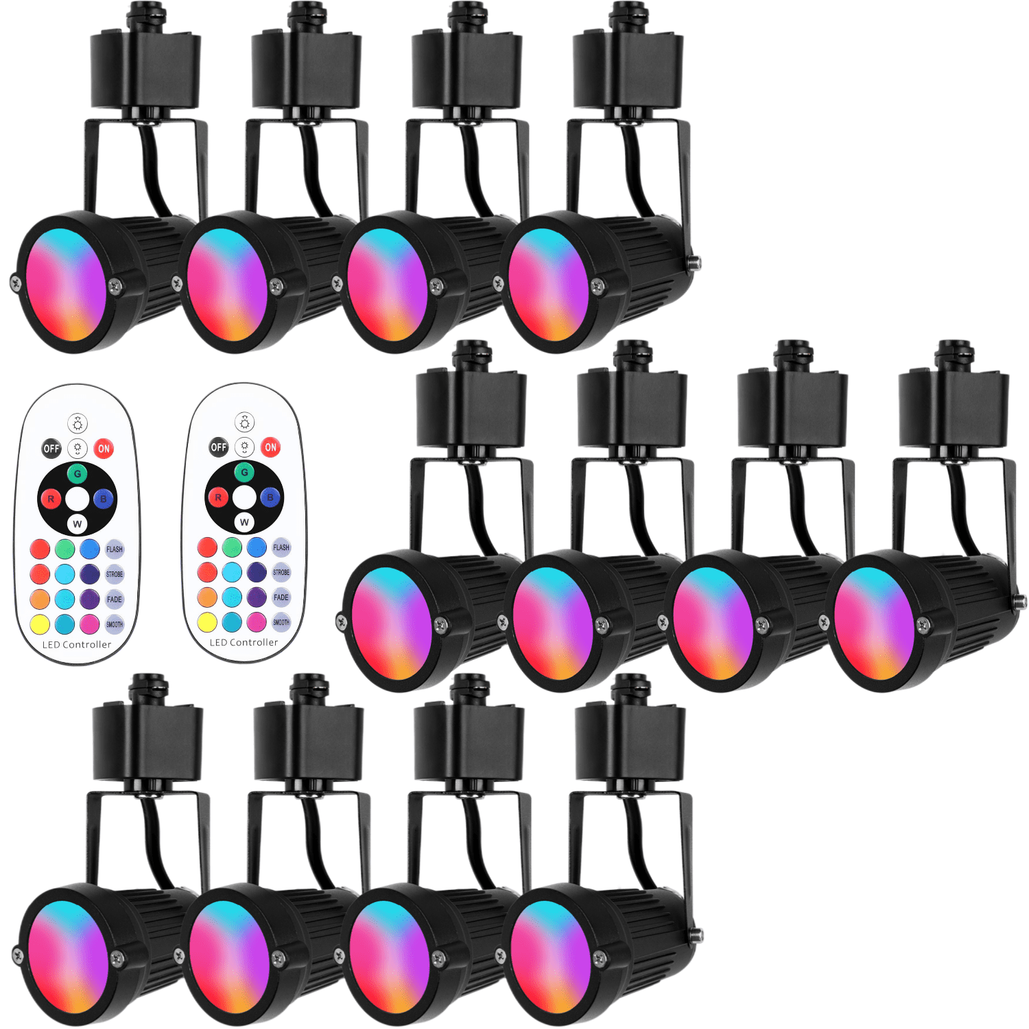 12W RGB LED Track Light Heads Black,Dimmable Color Changing Track ...