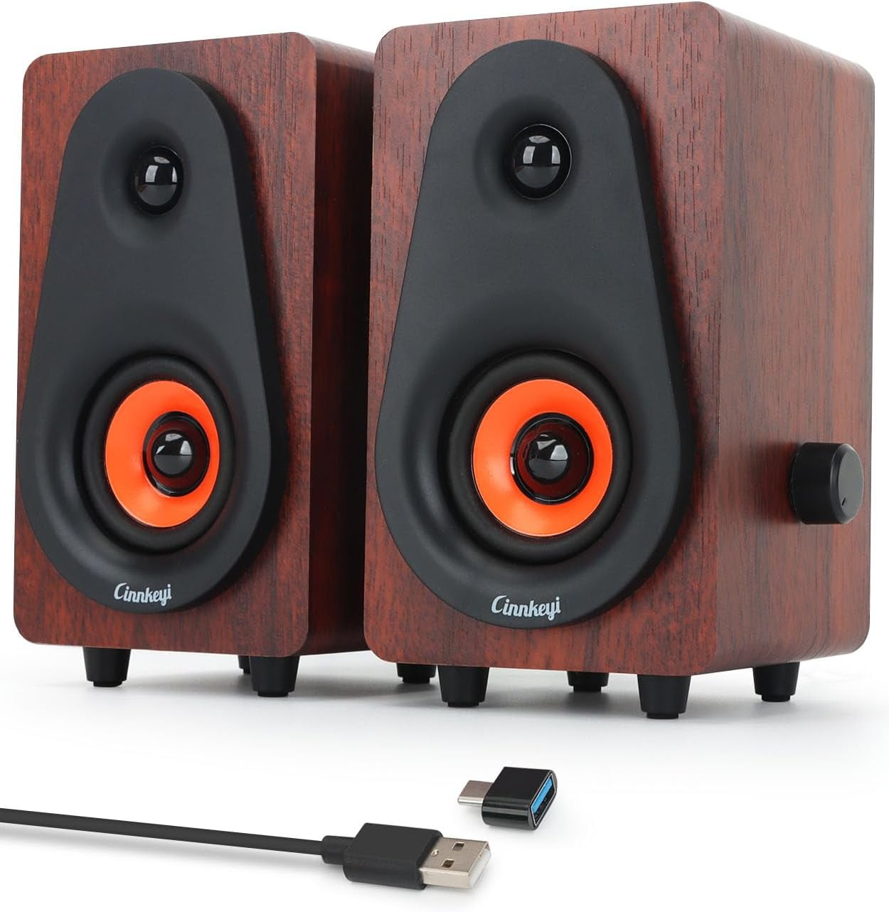 12W USB Computer Speakers 【2026 Update】 Wooden Desktop Speakers with ...