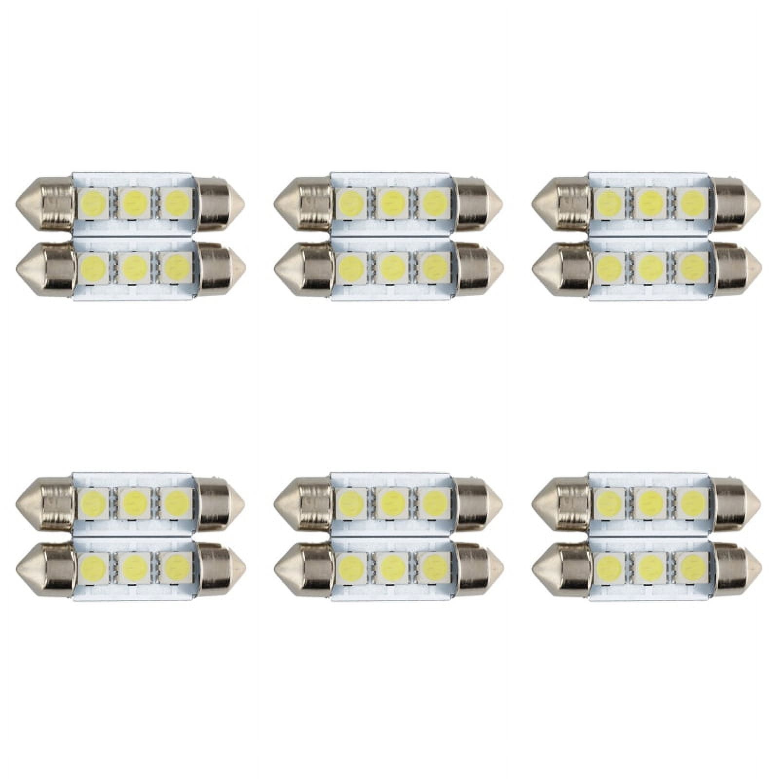 12X C5W 3 LED SMD 5050 36mm White Bulb Plate Festoons Dome Ceiling Lamp Car Light - Walmart.com