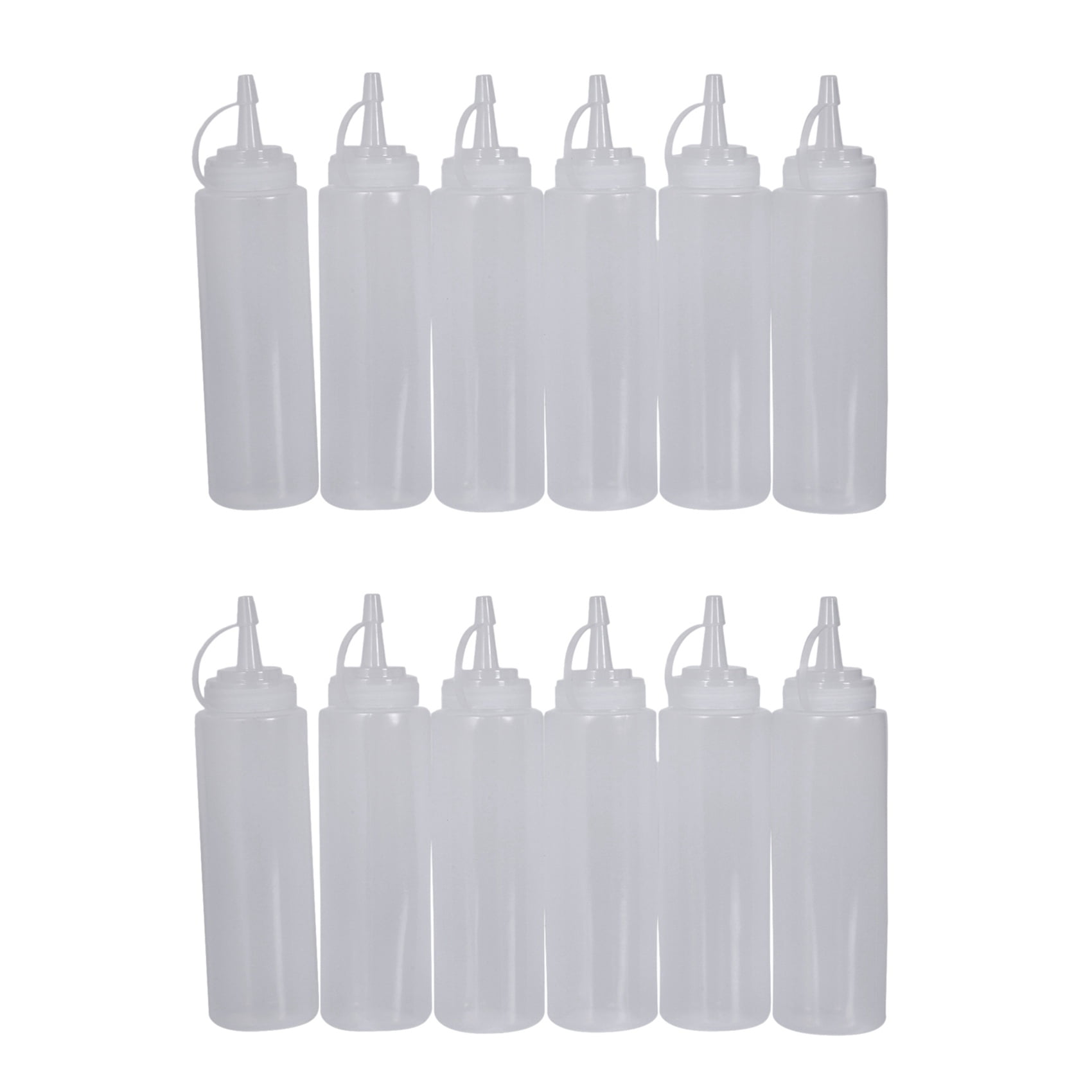 12X Clear White Plastic Squeeze Sauce Ketchup Cruet Oil Bottles 8OZ ...