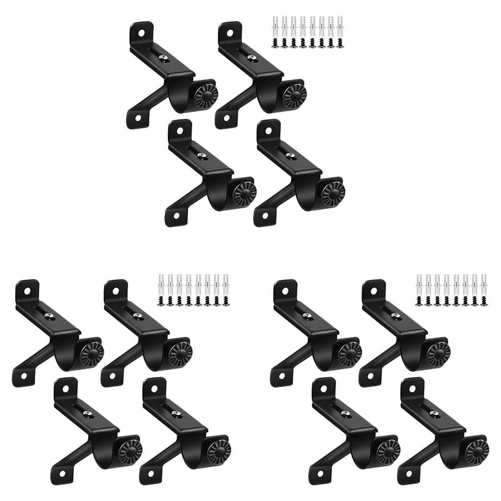 12X Curtain Rod Bracket, Adjustable Heavy Duty Holders, Black Rods ...