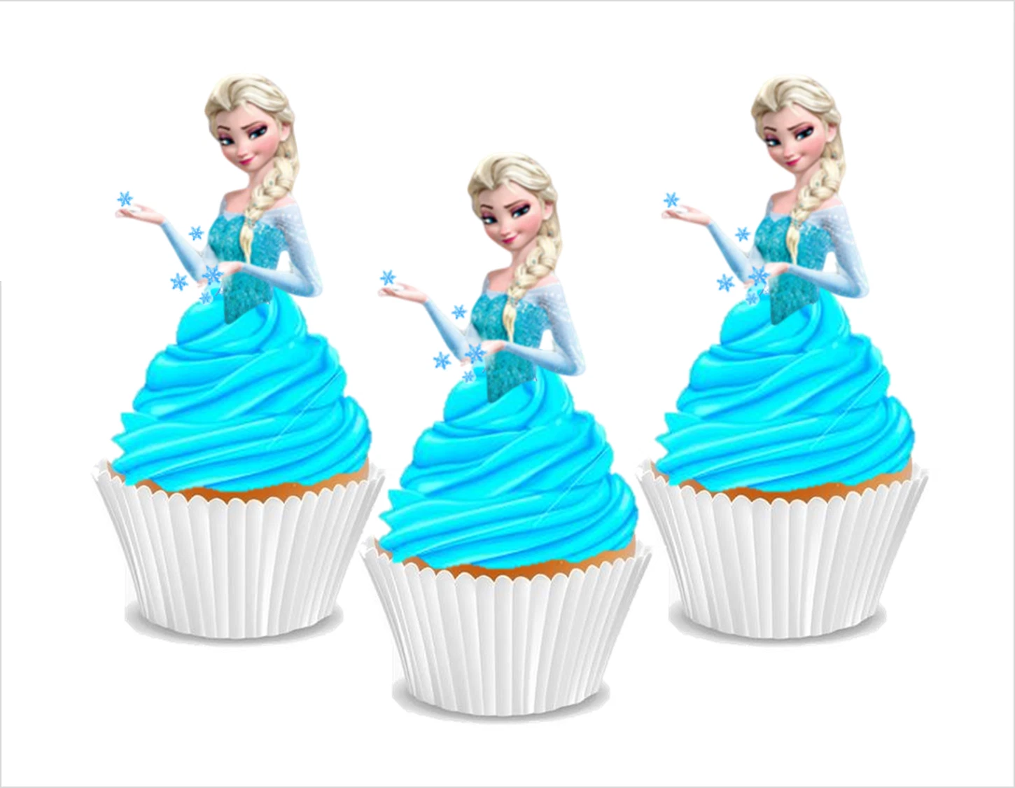 12X Edible Elsa Frozen Princess Half Body Wafer Card Cupcake Cake ...