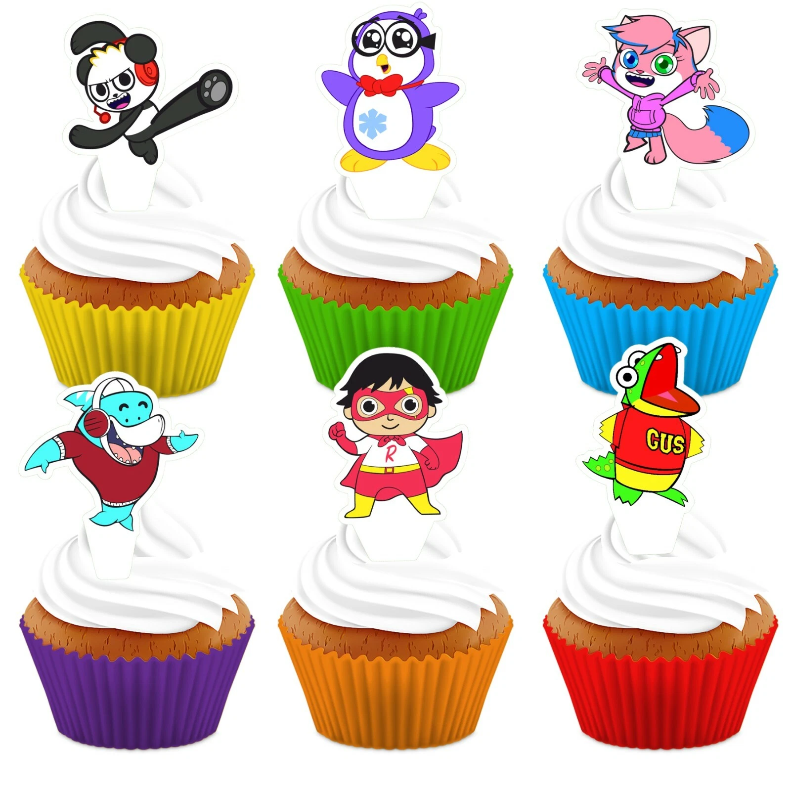 12X Edible Ryan'S World Wafer Card Cupcake Cake Toppers Party ...