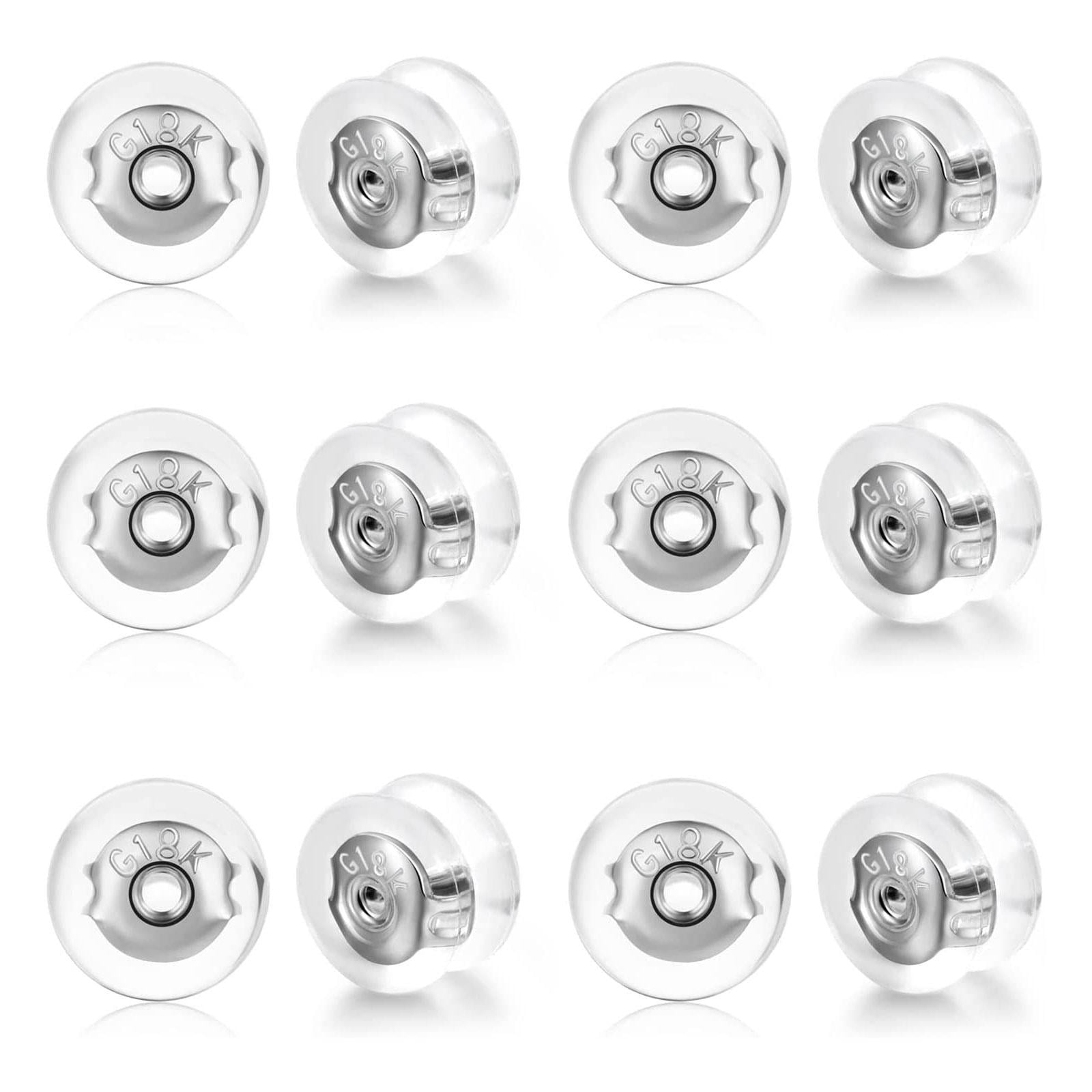 12X Locking Secure Earring Backs For Studs, Silicone A Earring Gold ...