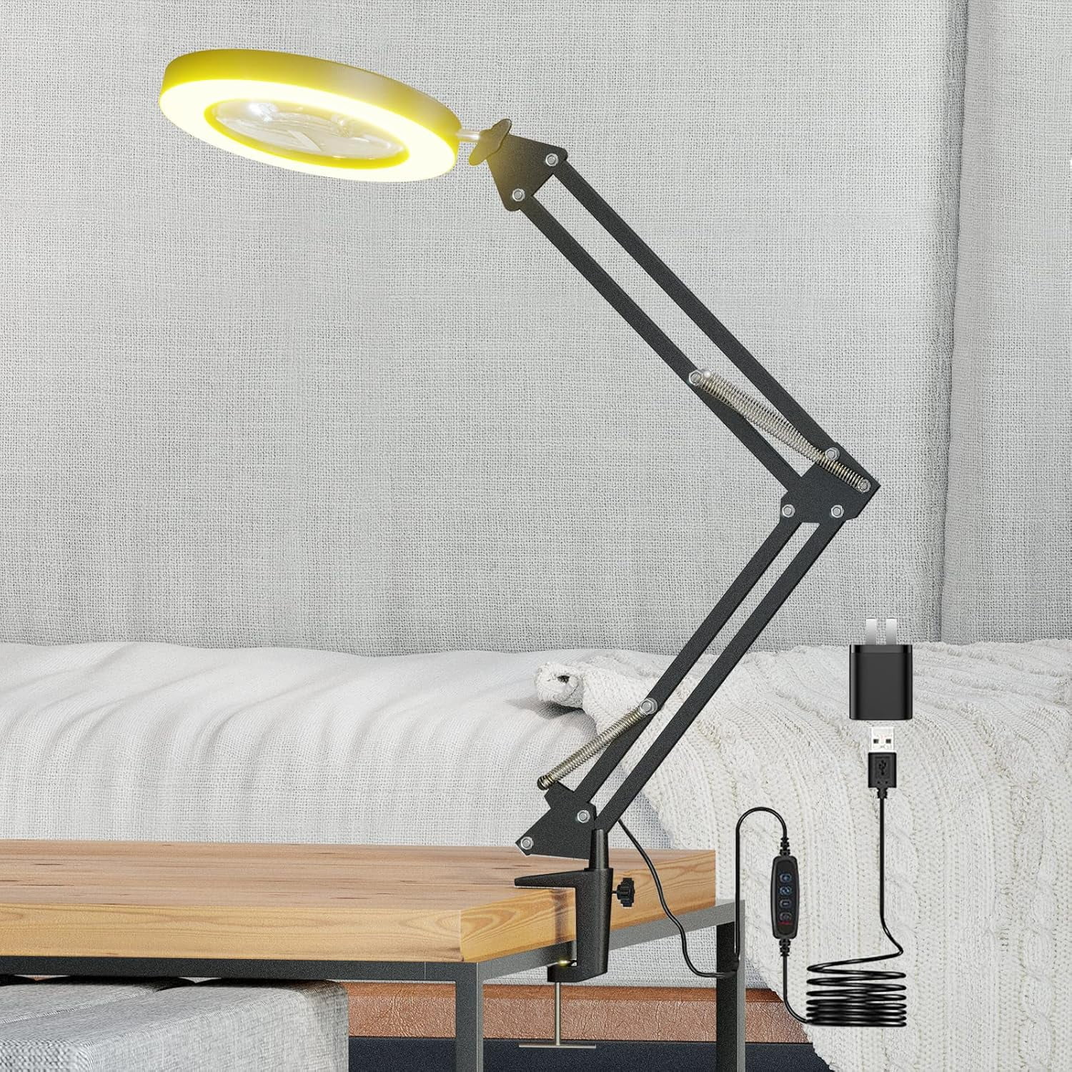 12X Magnifying Glass with Light and Stand, Stepless Dimming 3 Color ...