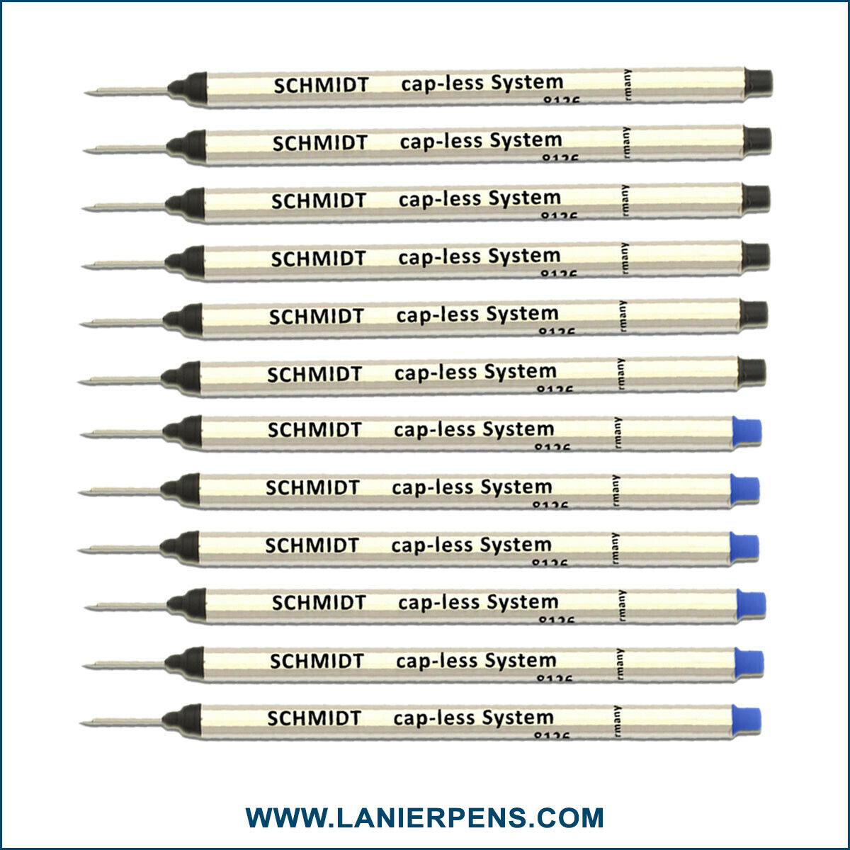 12X Schmidt 8126 Capless System Rollerball Refill Black/Blue Fine Tip 0 ...
