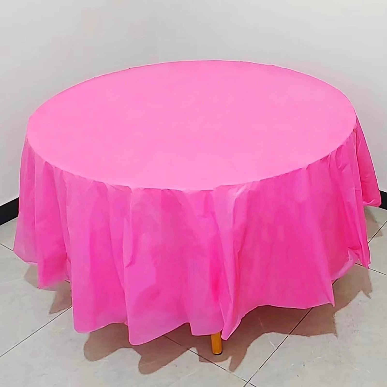 12X Wallpaper 12 Pack Plastic Disposable 84 Inch Round Tablecloth Round ...
