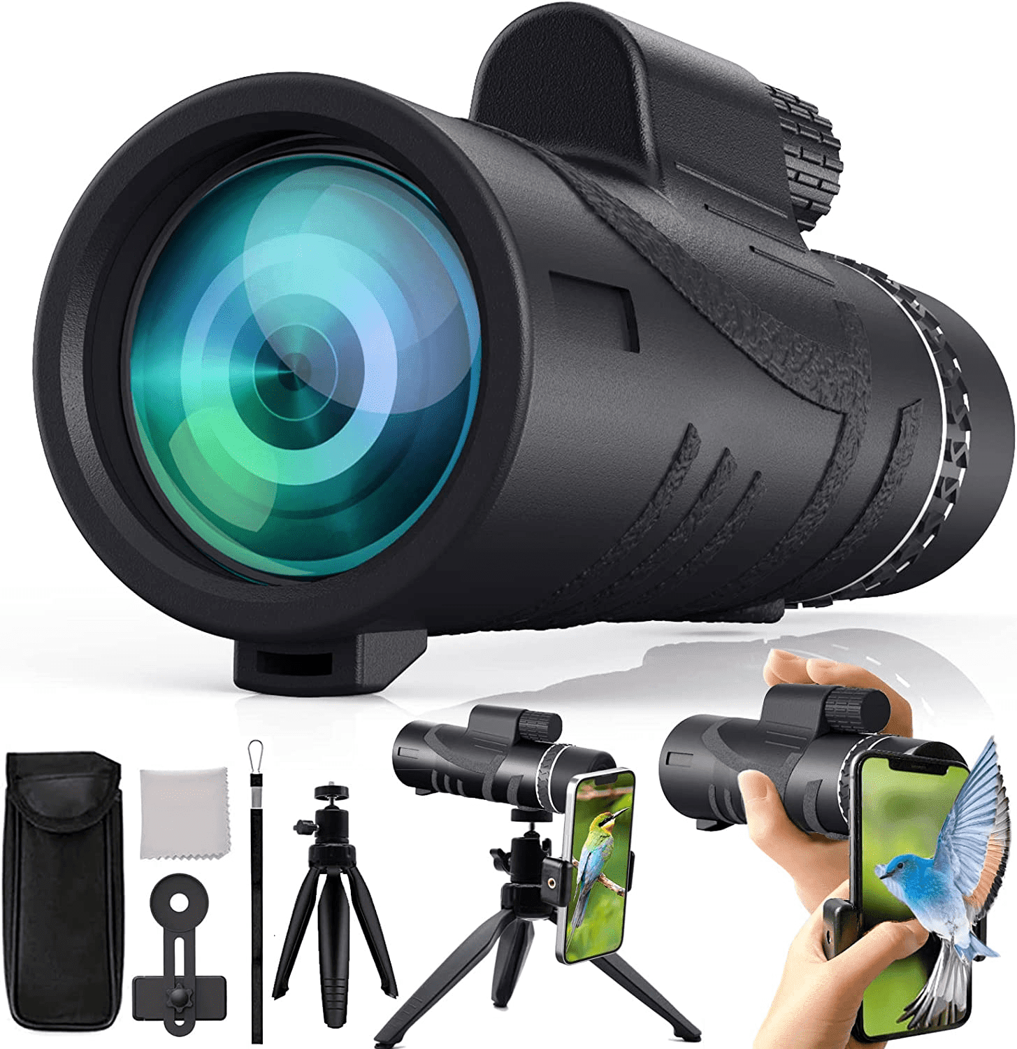 12X100 Monocular Telescope, High Power Monoculars for Adults, BAK-4 ...
