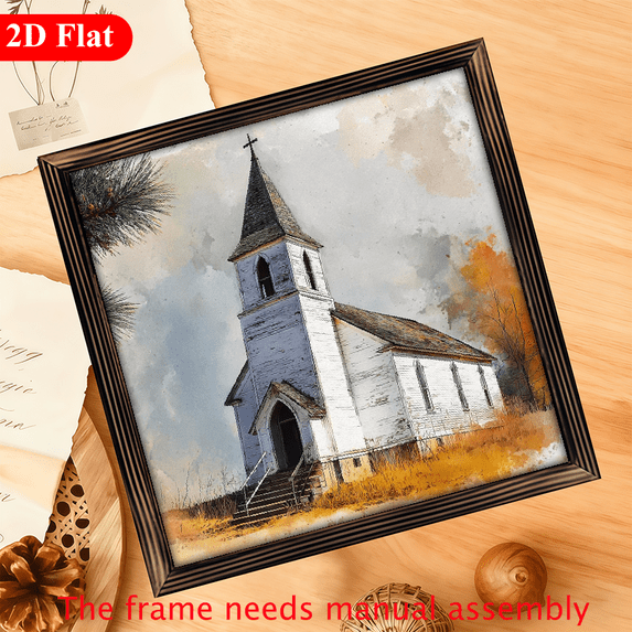 12X12 Inch Rustic Country Church Wood Framed Sign, 1pc, 2D Flat Design ...