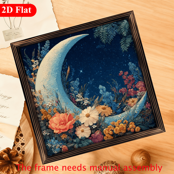 12X12 Inch Wooden Sign Featuring a Vintage Moonlit Night Scene with ...