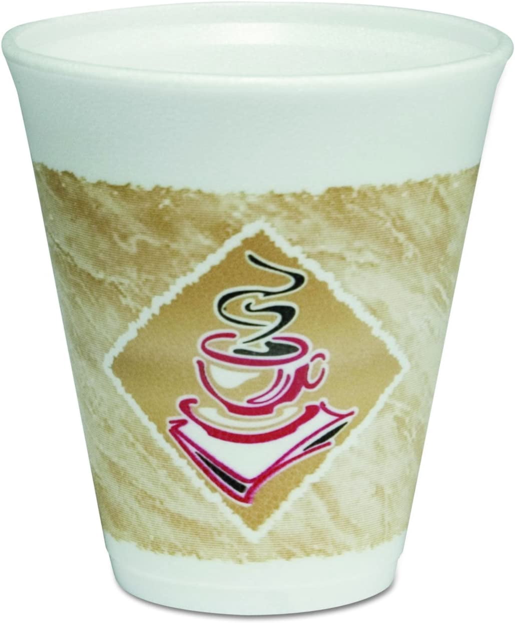 12X16G Café G Foam Hot/Cold Cups, 12oz, White w/Brown & Red (Case of ...