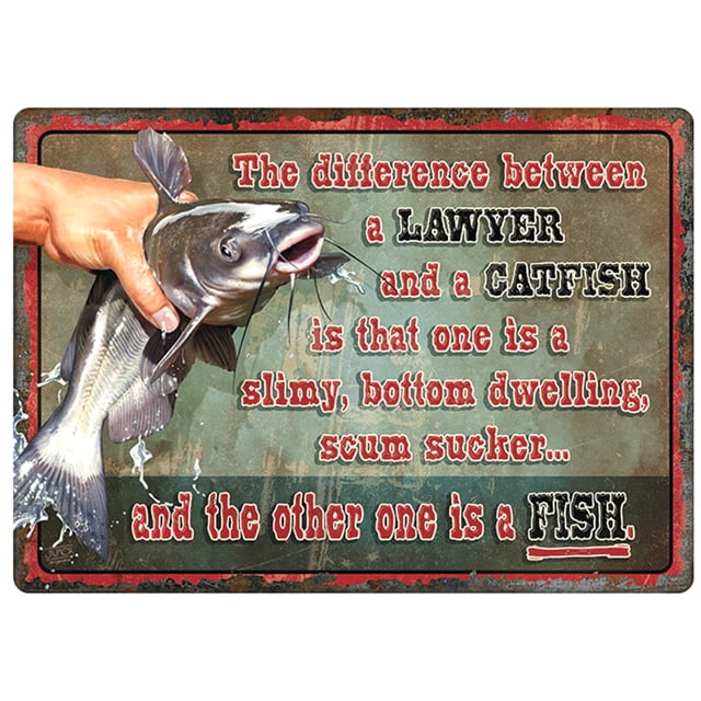 12X17 Rivers Edge Catfish Attorney Lawyer Fish Weatherproof Durable Tin ...